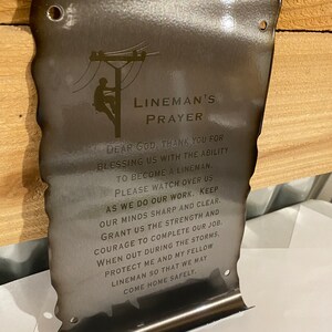 Lineman Prayer Metal Sign, Lineman Gifts, Electrician Gift, Metal Art ...