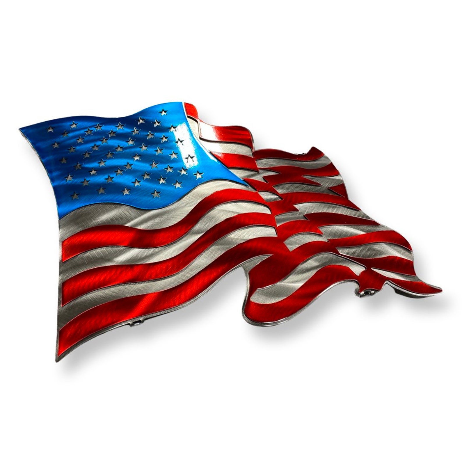 Wavy American Flag, Metal Flag, Patriotic Metal Decor, Steel Flag ...