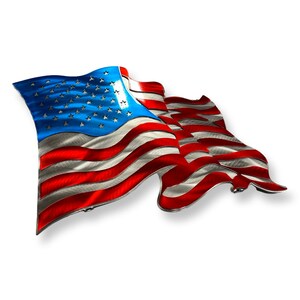 Wavy American Flag, Metal Flag, Patriotic Metal Decor, Steel Flag ...