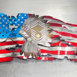 Chief Master Sergeant Headdress and American Flag, Military Gifts ...