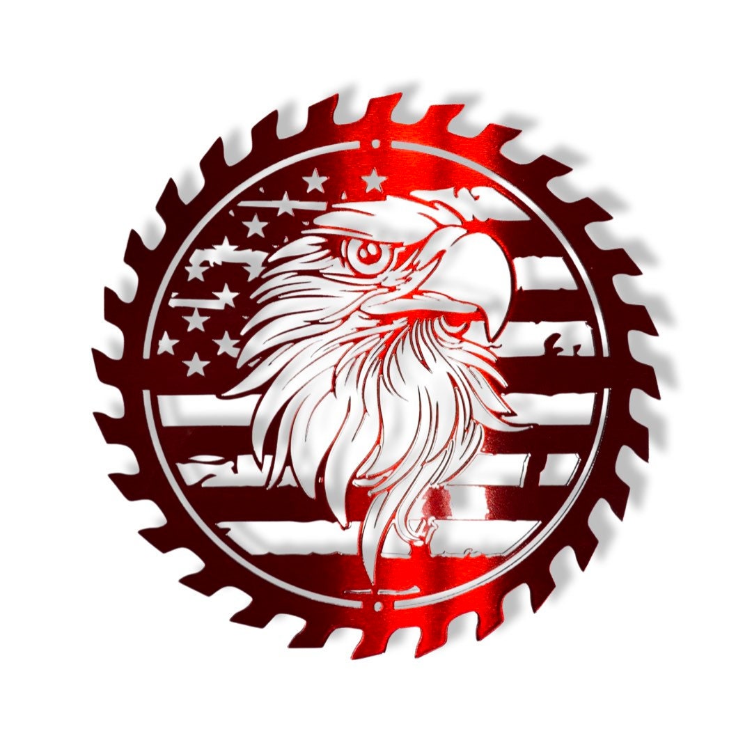 American Flag and Eagle With Saw Blade Rustic Metal Decor - Etsy