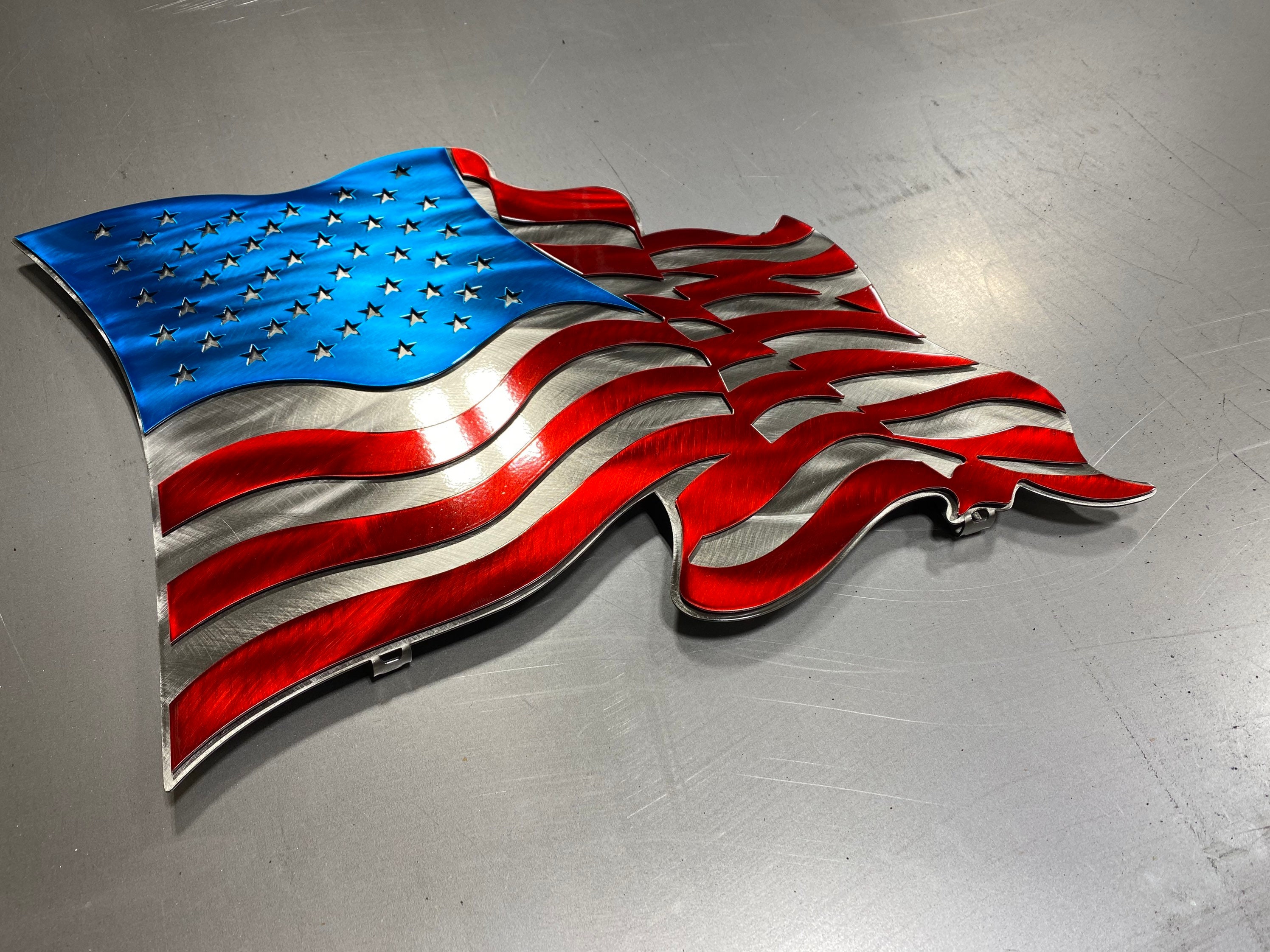 Wavy American Flag Metal Flag Patriotic Metal Decor Steel - Etsy