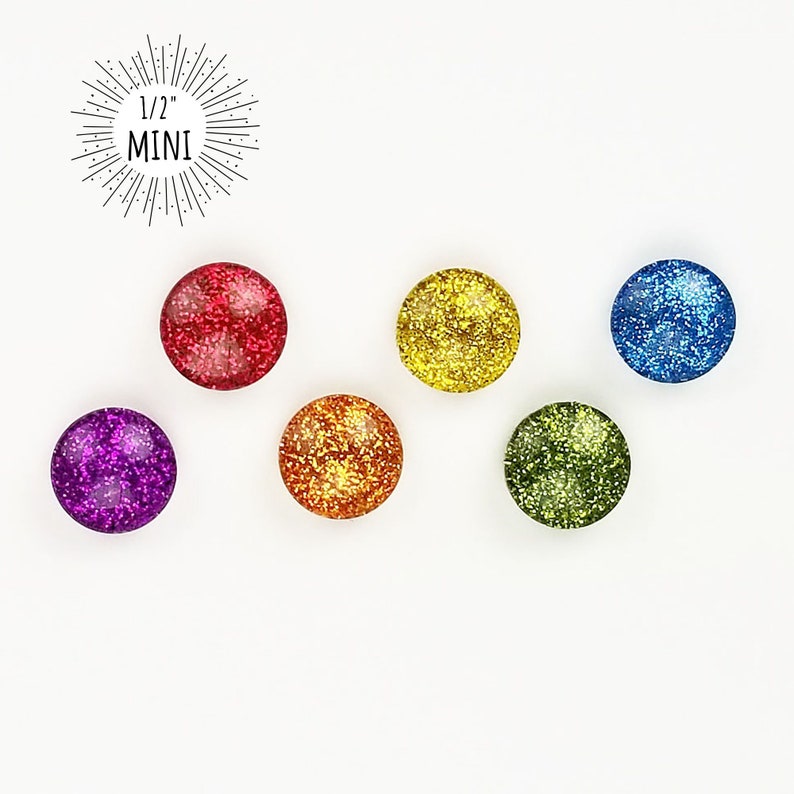 Rainbow Glitter Mini Magnets // Set of 6 12mm 1/2 - Etsy