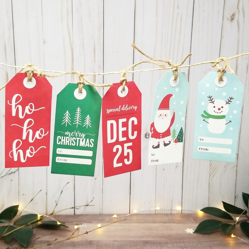 Holiday Santa Gift Tags // Set of 5 // Christmas Tags // Santa - Etsy