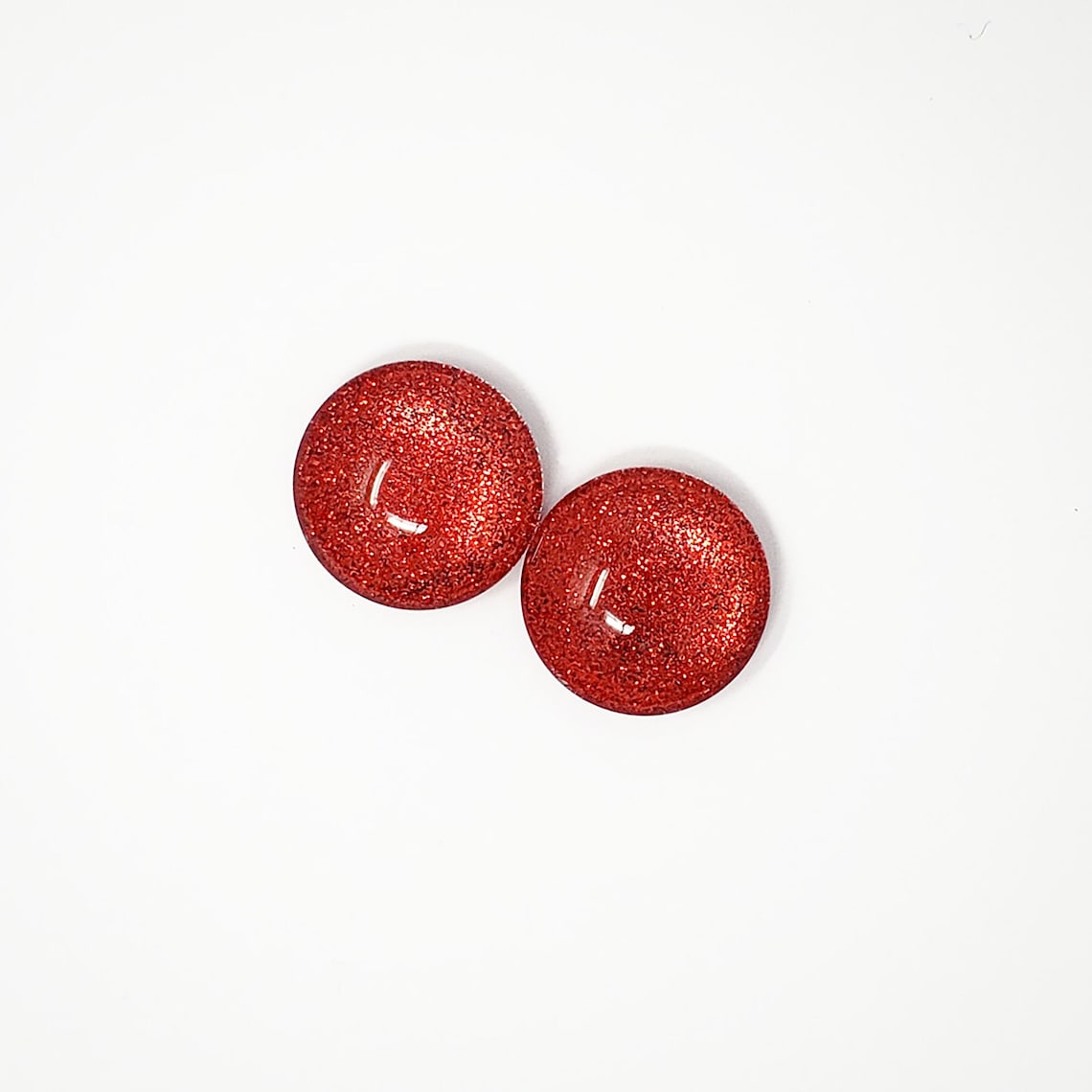 Red Glitter Magnets // Set of 2 1 Round Glass Magnets | Etsy