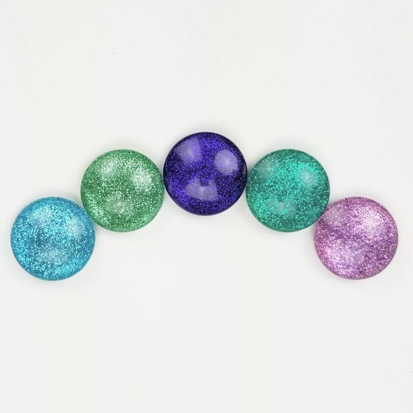 Rainbow Glitter Magnets // Set of 6 1 Round Glass Magnets // Pride ...