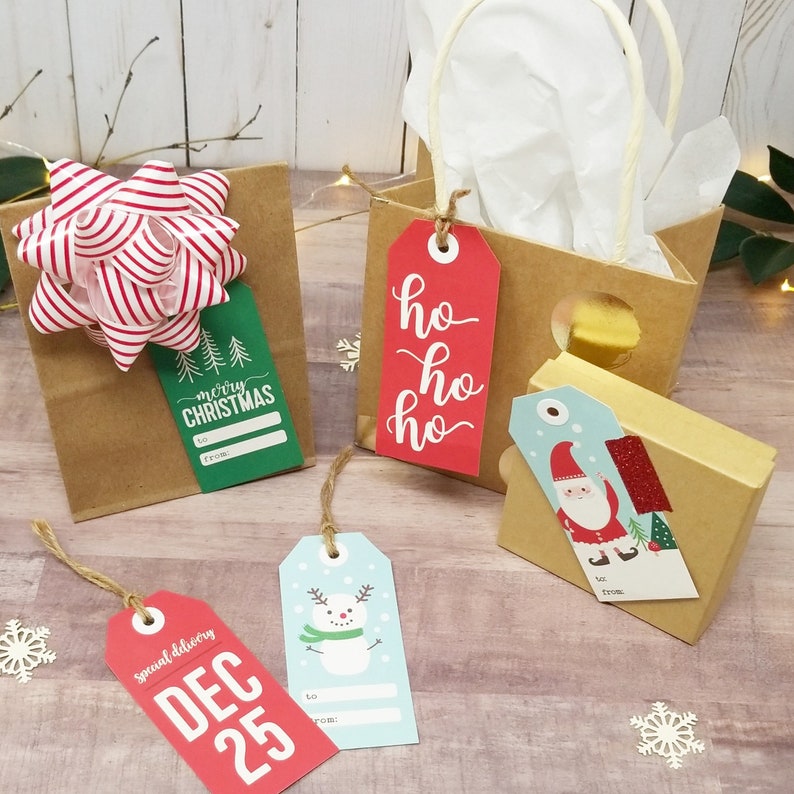 Holiday Santa Gift Tags // Set of 5 // Christmas Tags // Santa - Etsy