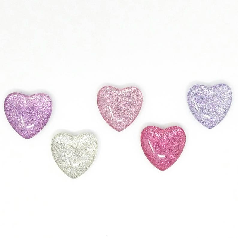 Glitter Magnets // Set of 5 1 Heart-shaped Glass Magnets // | Etsy