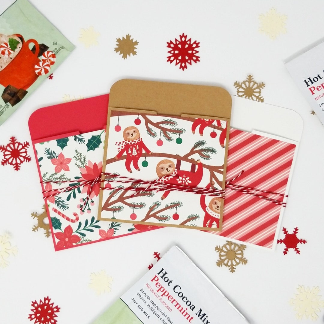 Sloth Hot Cocoa Pockets // Set of 3 // Sloths Pointsettias Candy Can ...