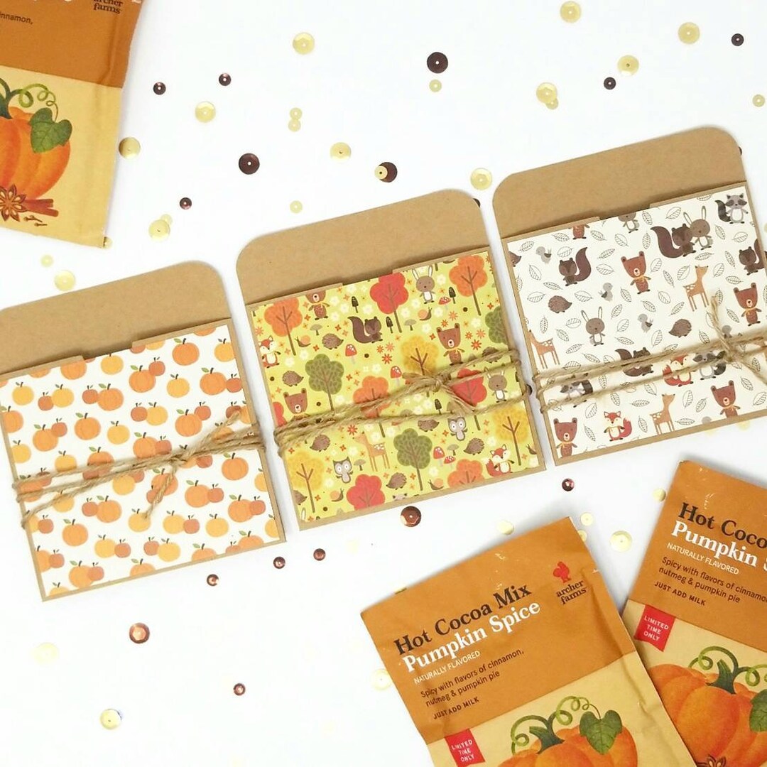 Autumn Hot Cocoa Pockets // Woodland Animal Pumpkins // - Etsy