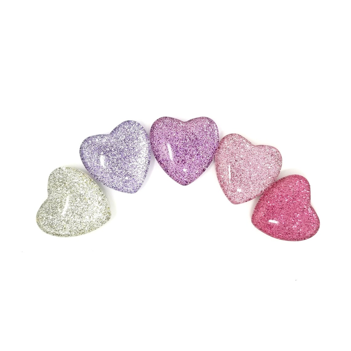 Glitter Magnets // Set of 5 1 Heart-shaped Glass Magnets // | Etsy