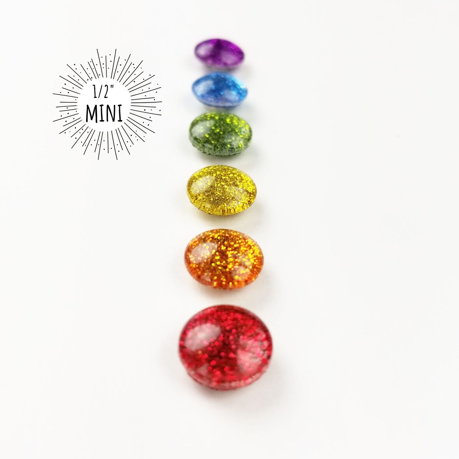 Rainbow Glitter Mini Magnets // Set of 6 12mm 1/2 - Etsy