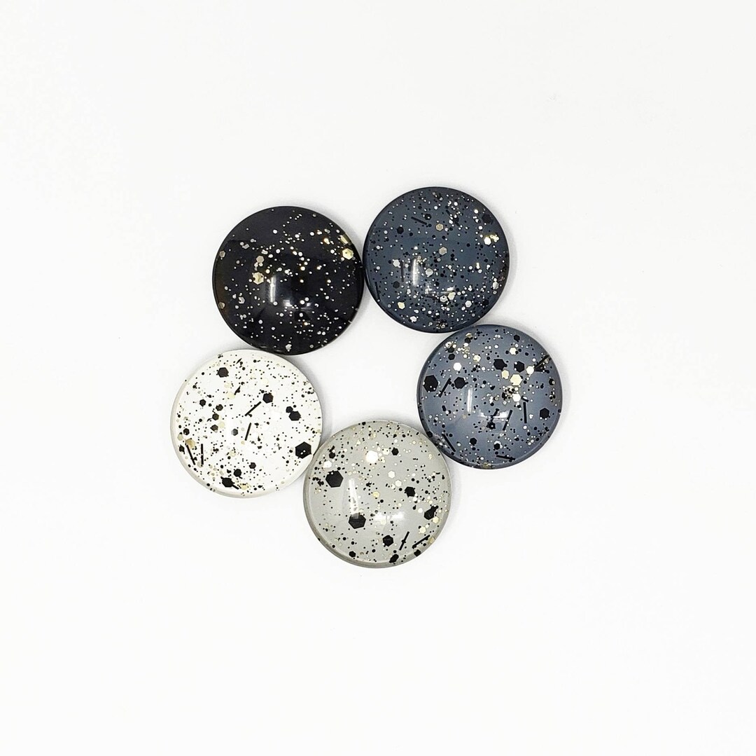Stellar Magnets, Grayscale, Glass Magnets Set of 5 1 Round Magnets ...