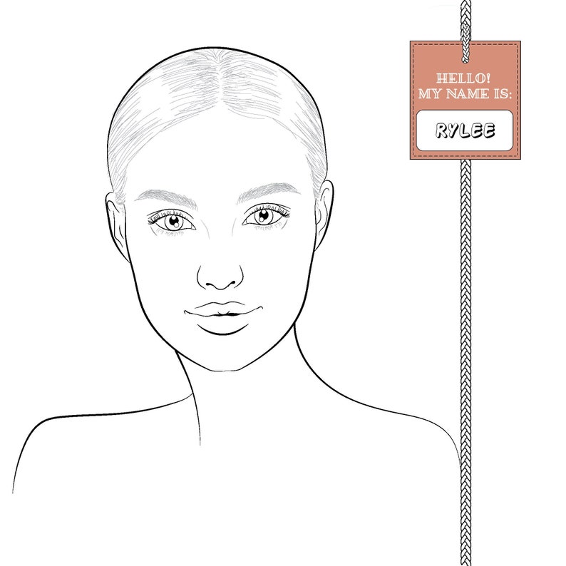 Realistic Makeup Face Chart "rylee" | Make-up Artist Practice Sheets ...
