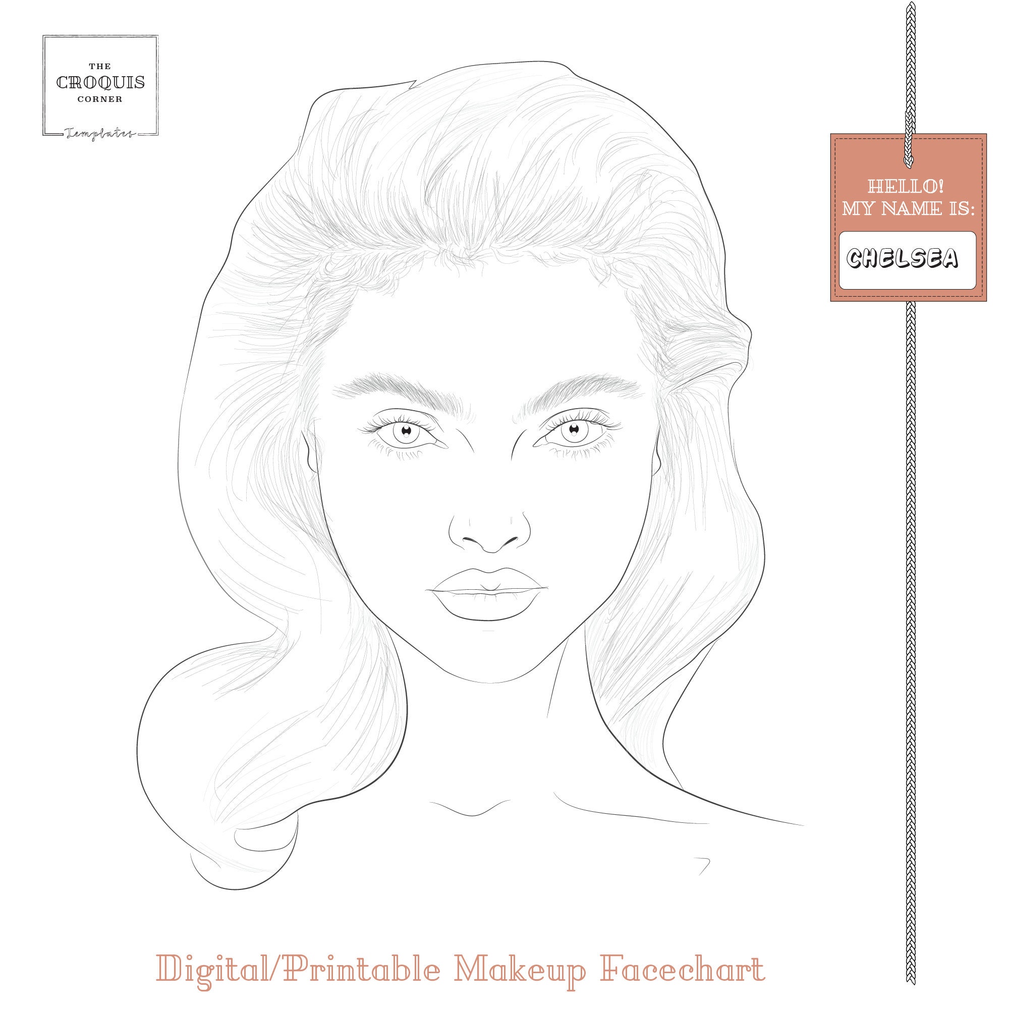 Realistic Makeup Face Chart chelsea Make-up | Etsy