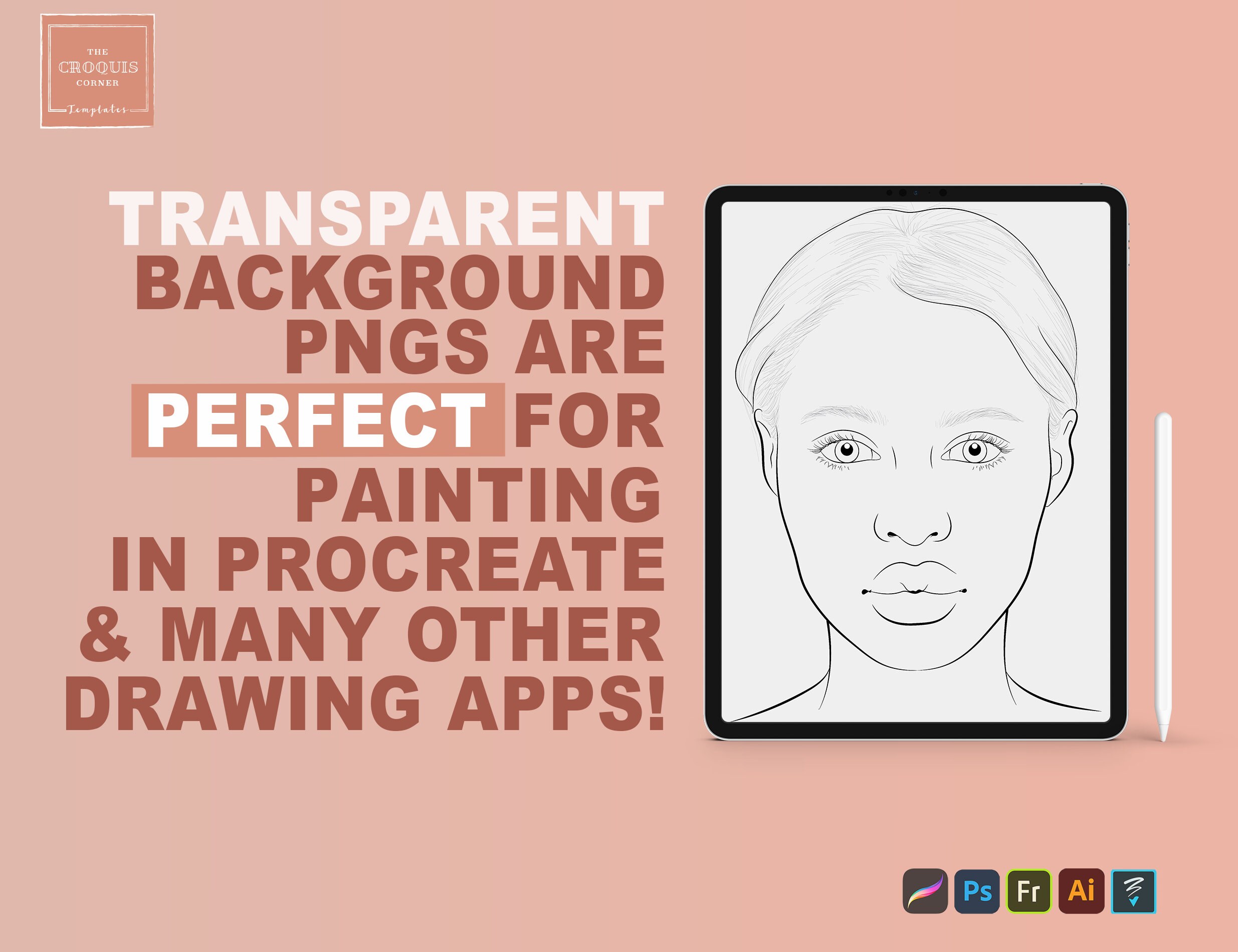 Realistic Makeup Face Chart "arabella" | Make-up Artist Practice Sheets ...