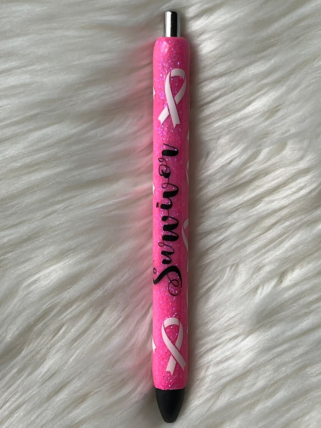 Pink Glitter Survivor Ribbon Gel Pen - Etsy