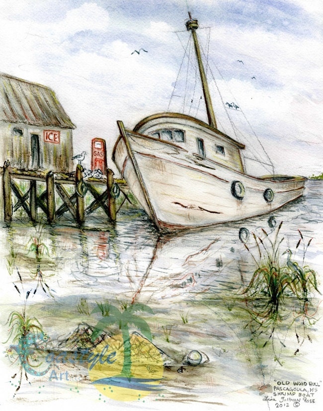 Shrimp Boat Drawing