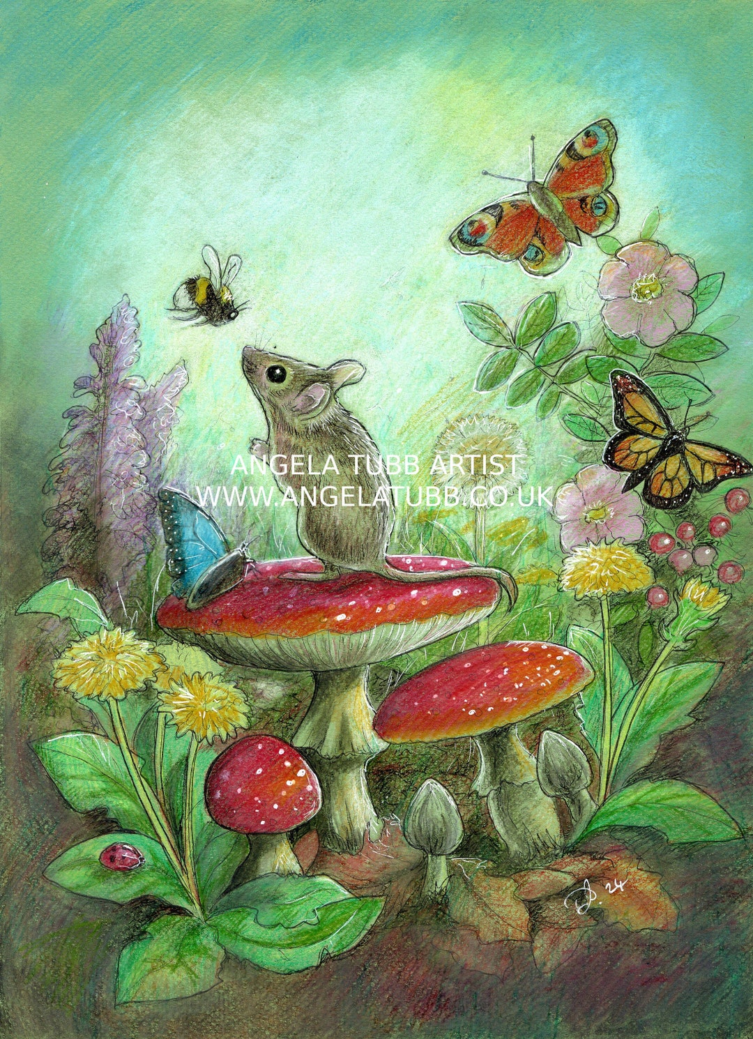 Mouses Secret Garden. A3 Mouse and Toadstool Drawing or A4 Print - Etsy