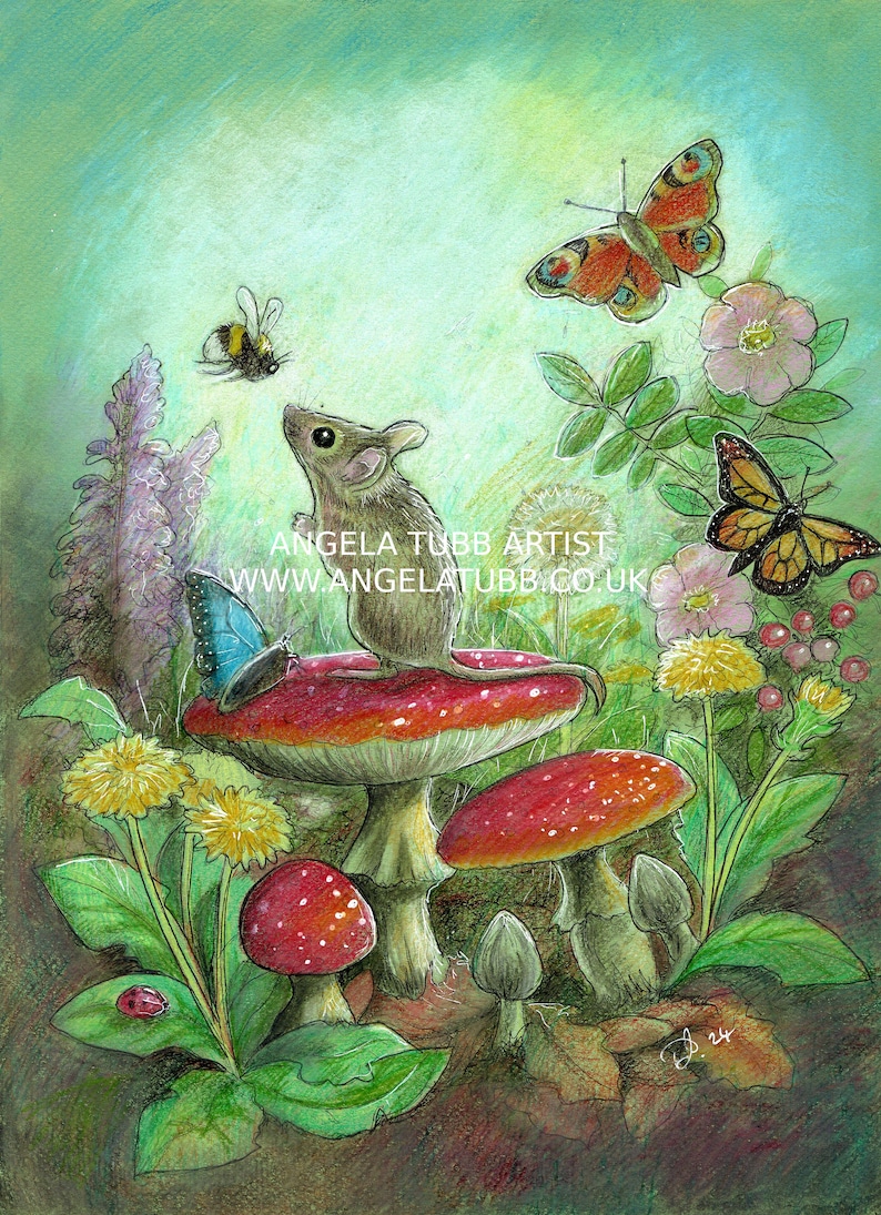Mouses Secret Garden. A3 Mouse and Toadstool Drawing or A4 Print - Etsy