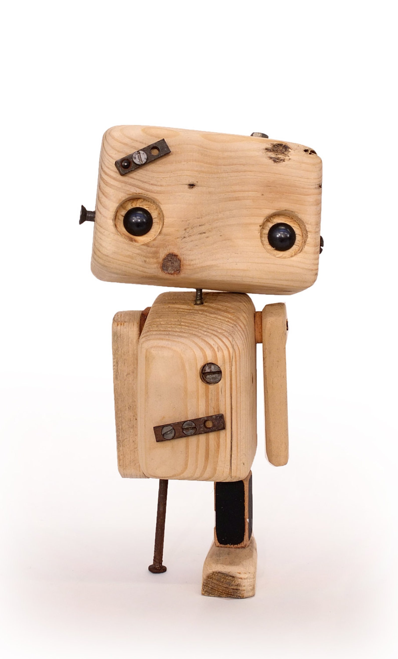 Robot in recycled wood the patched up | Etsy