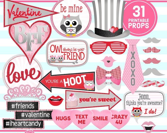 VALENTINE PHOTO PROPS, Photo Booth Props, Valentine's Day Printable ...