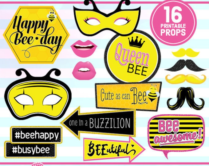 BEE BIRTHDAY Photo Booth Props Birthday Party Beeutiful - Etsy