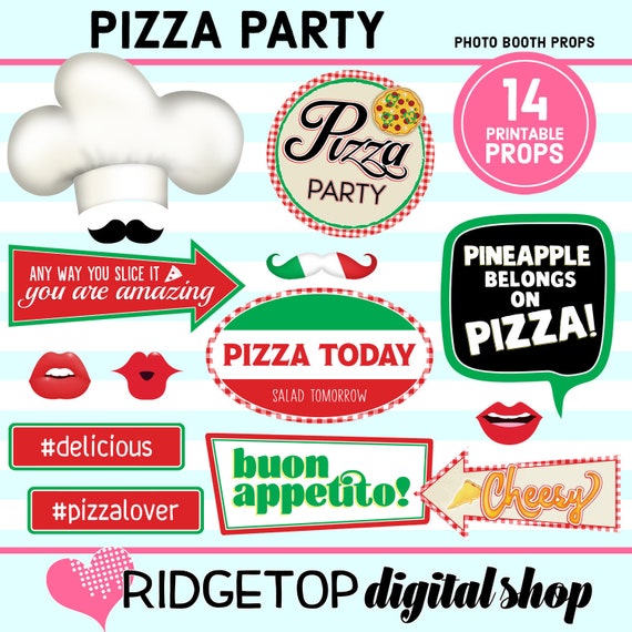 PIZZA PARTY, Photo Booth Props, printable, party printable, printable ...