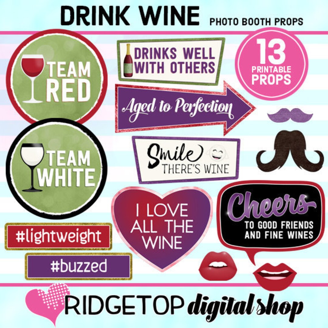 WINE PHOTO PROPS, Photo Booth Props, Adult Photo Props, Party Printable ...