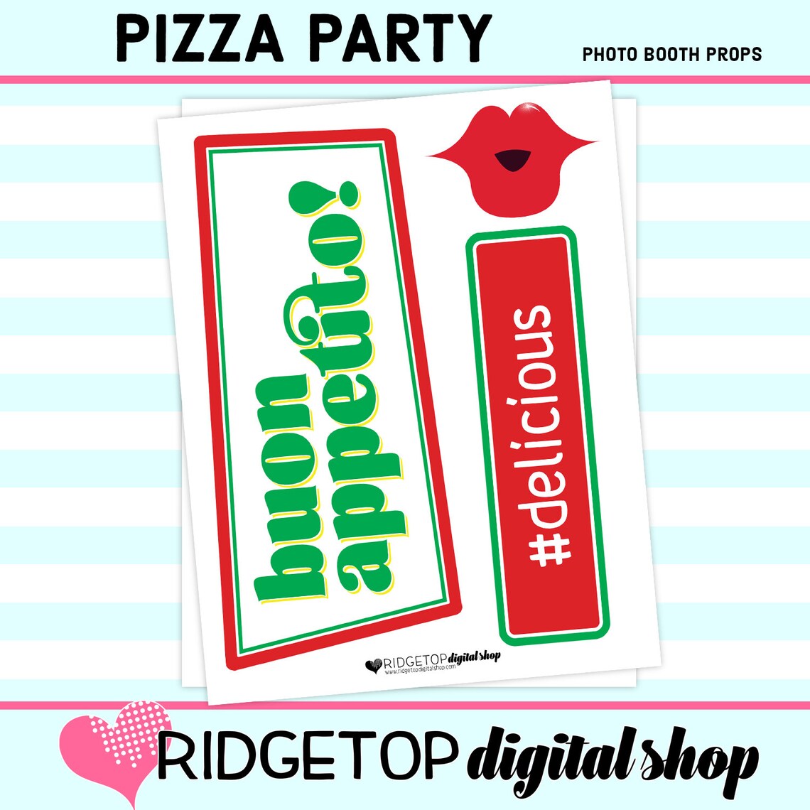 PIZZA PARTY Photo Booth Props Printable Party Printable - Etsy