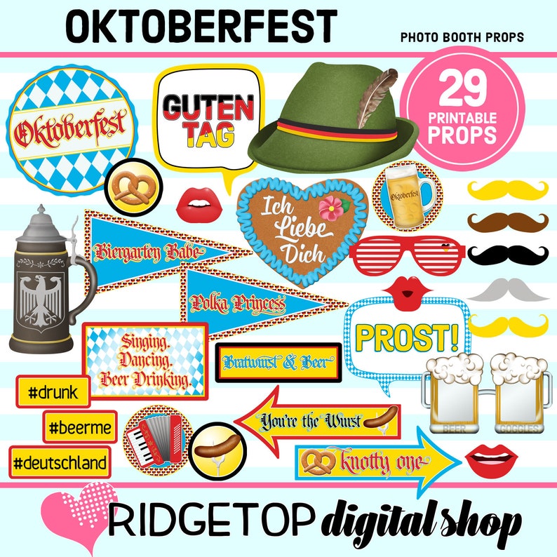 OKTOBERFEST Photo Booth Props German Beer Harvest Fest | Etsy