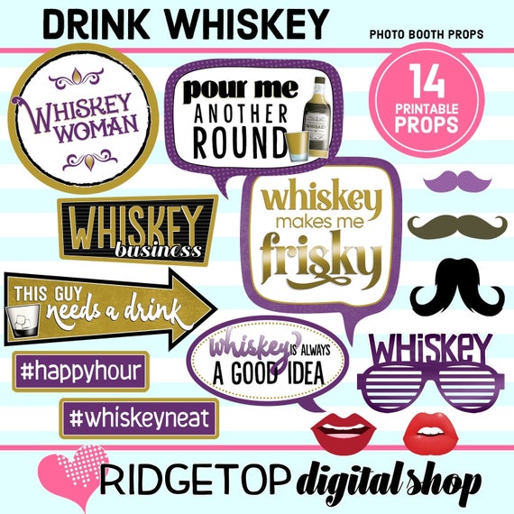 WHISKEY PHOTO PROPS, Photo Booth Props, adult photo props, whiskey ...