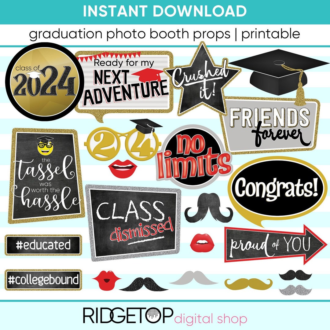 GRADUATION PHOTO PROPS 2024, Class of 2024 Photo Booth Props ...