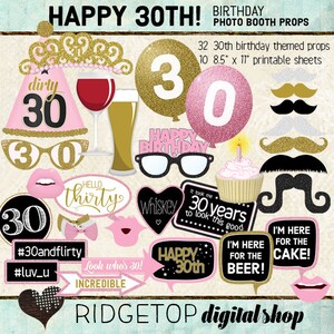 30TH BIRTHDAY, Photo Booth Props, 30th Birthday Party, 30th Birthday ...