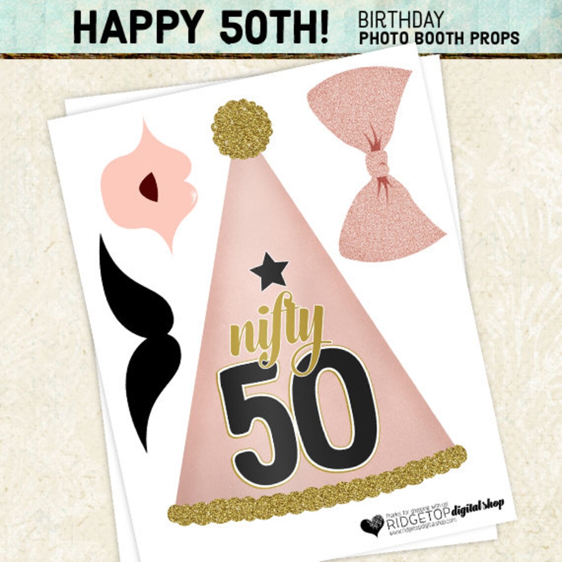 50TH BIRTHDAY Photo Booth Props 50th Birthday Party 50th - Etsy