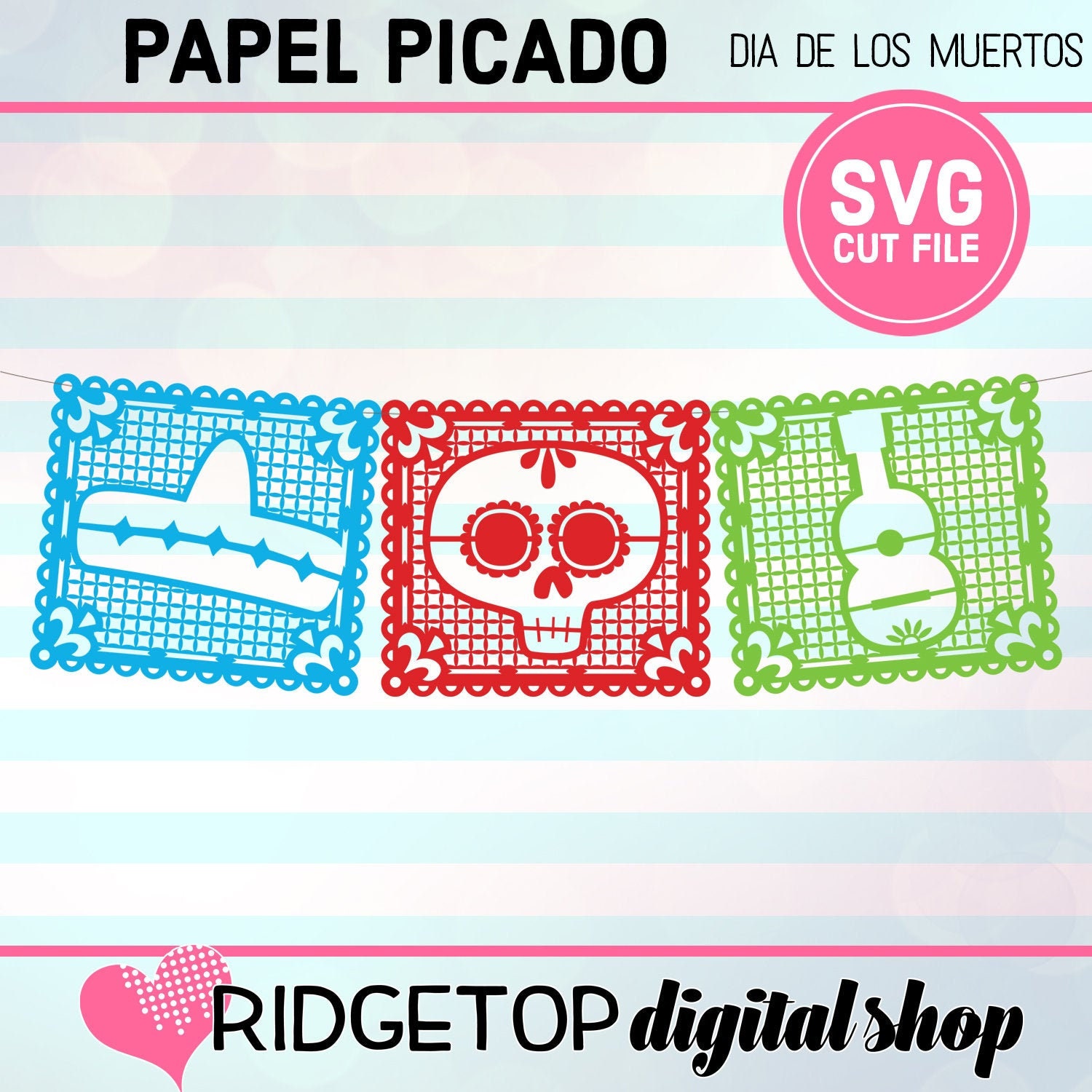 PAPEL PICADO SVG banner garland cut file vector graphic | Etsy