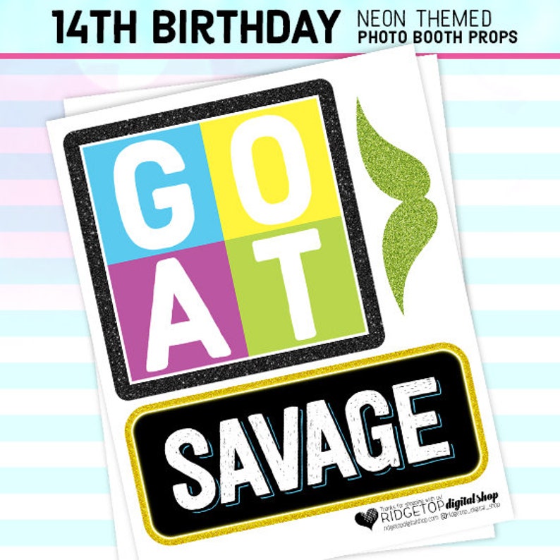 NEON 14TH BIRTHDAY Photo Booth Props Glow Birthday Party | Etsy