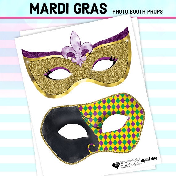 MARDI GRAS Photo Booth Props Fat Tuesday Mardi Gras Party | Etsy