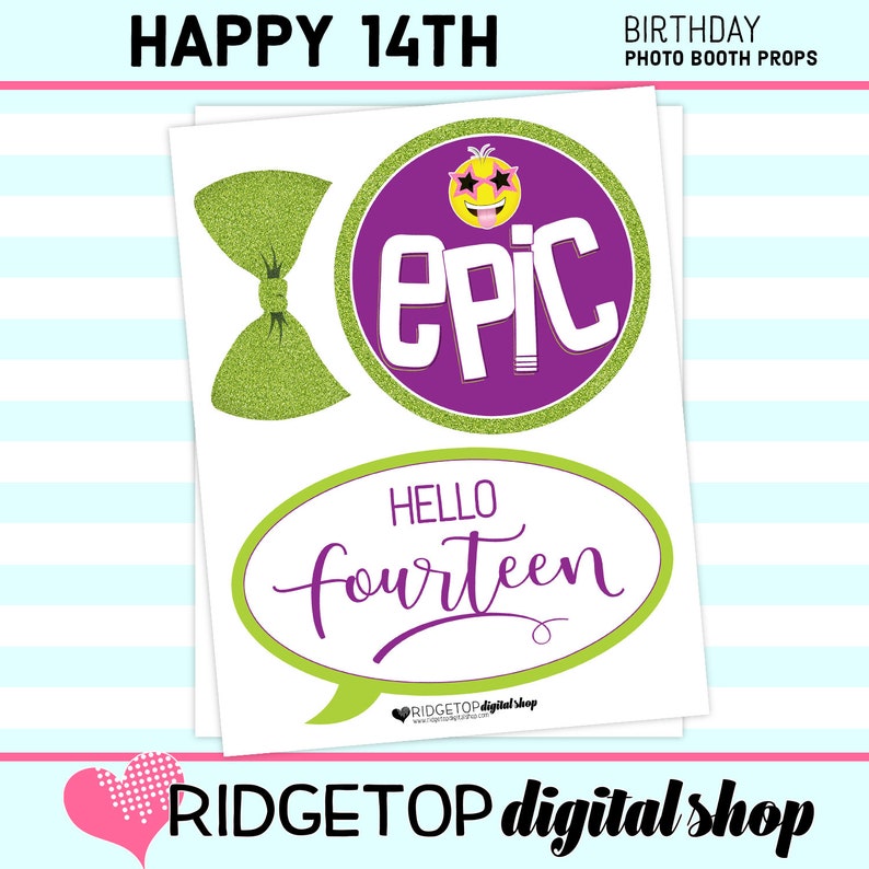 14th Birthday Printable PHOTO BOOTH PROPS 14th Birthday - Etsy