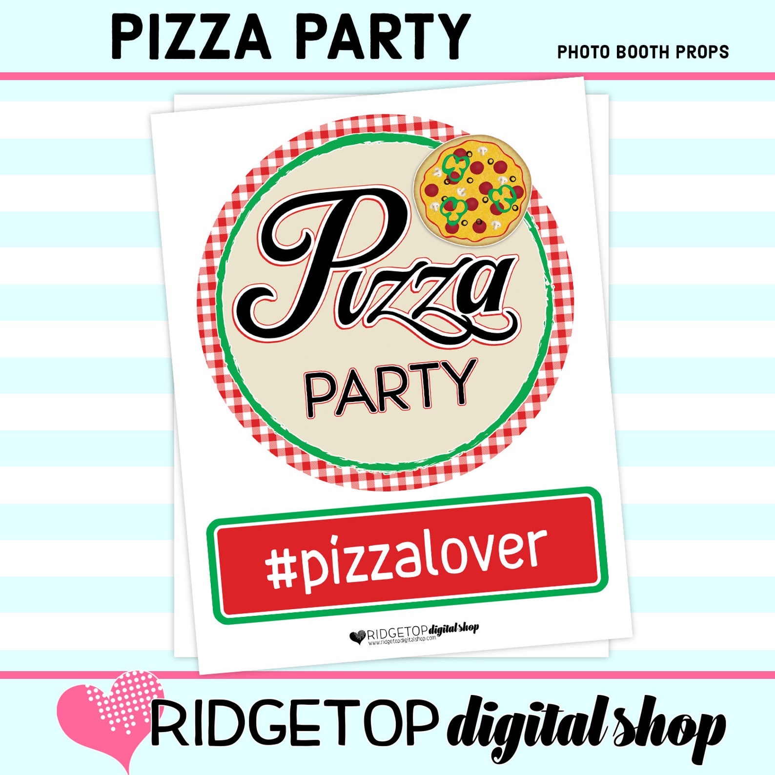 PIZZA PARTY Photo Booth Props Printable Party Printable - Etsy