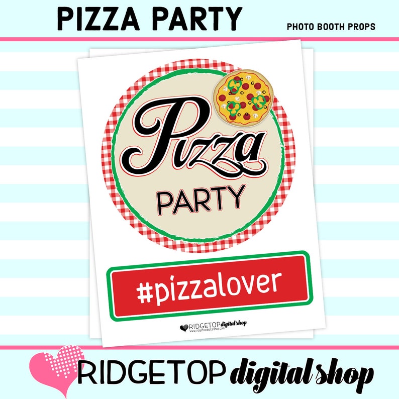 PIZZA PARTY Photo Booth Props Printable Party Printable - Etsy