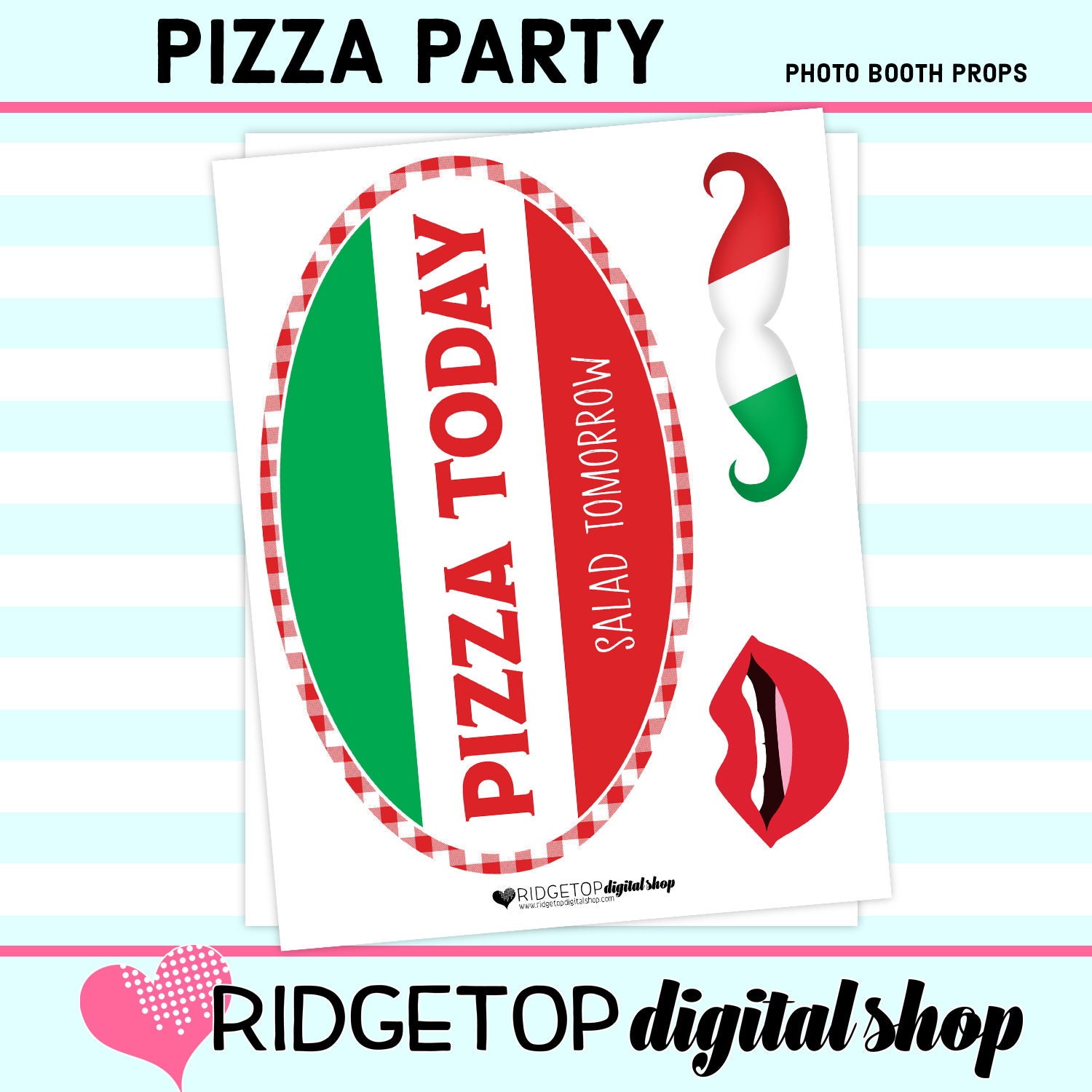 PIZZA PARTY Photo Booth Props Printable Party Printable - Etsy