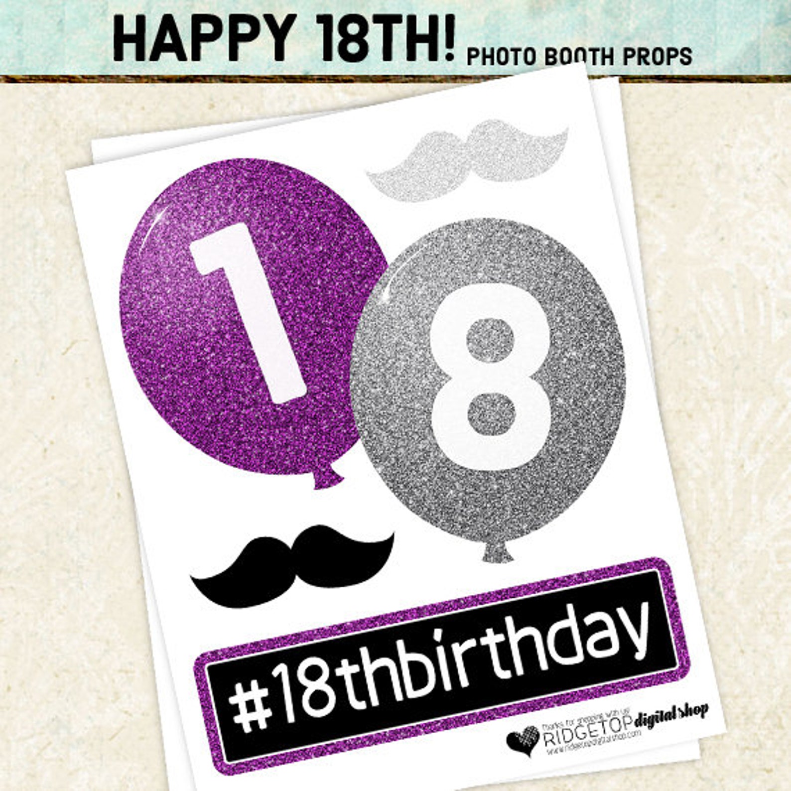 Photo Booth Props Happy 18th Birthday Party Selfie Station Etsy
