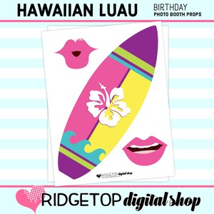 HAWAIIAN LUAU BIRTHDAY Photo Booth Props Printable Party | Etsy