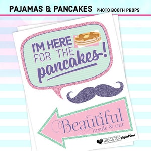 PAJAMAS AND PANCAKES, Photo Booth Props, Sleepover Party, Pancakes and ...