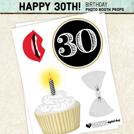 30TH BIRTHDAY Photo Booth Props 30th Birthday Party Black - Etsy