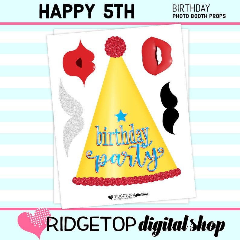 5th Birthday Printable PHOTO BOOTH PROPS 5th Birthday Party - Etsy