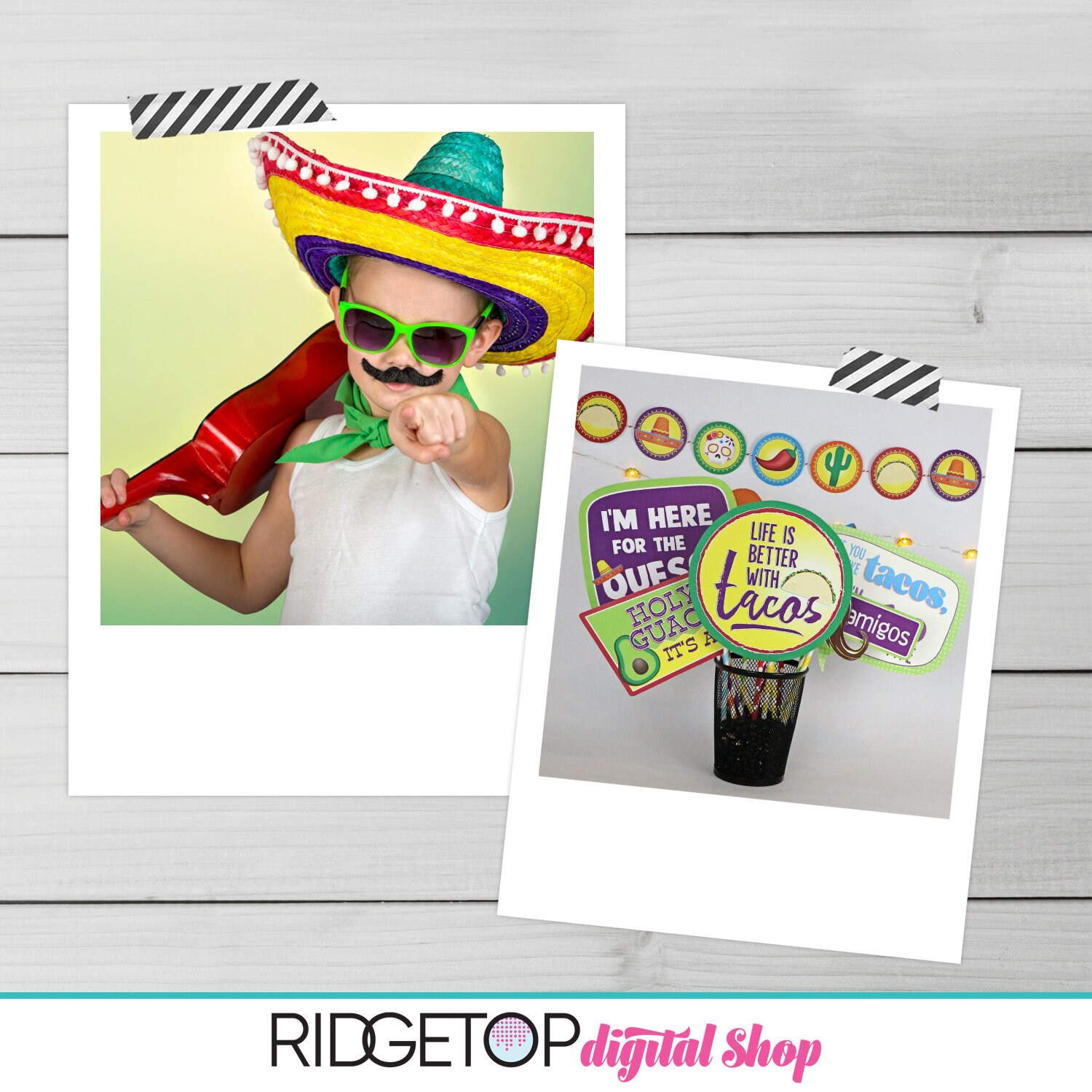 Taco Party Photo Booth Props, Cinco De Mayo Printable (digital Download ...
