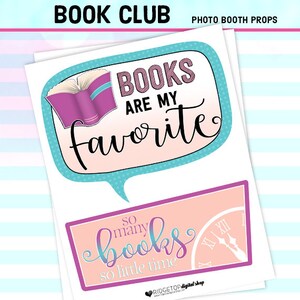 BOOK CLUB, Photo Booth Props, Read, Currently Reading, Word Nerd, Books ...