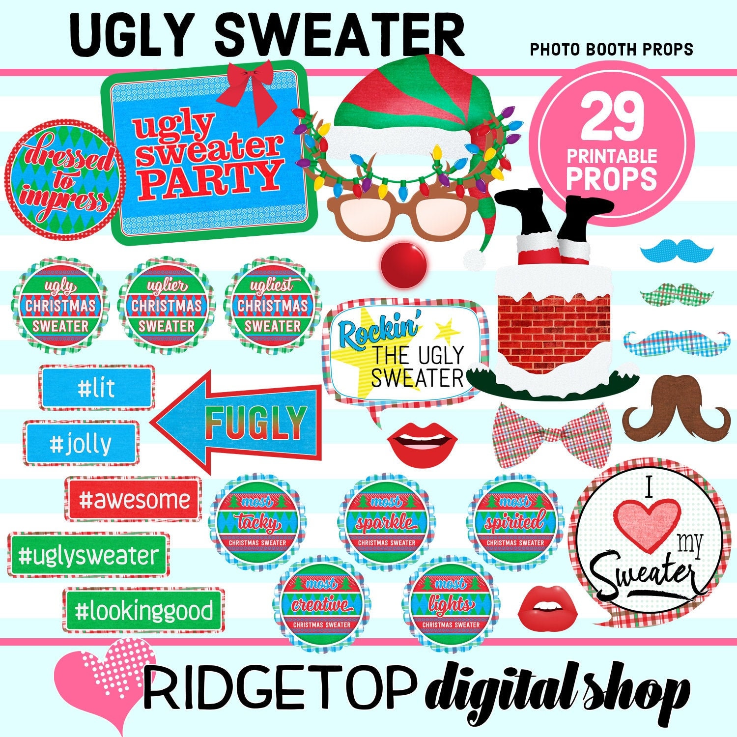 UGLY SWEATER PARTY Photo Booth Props Christmas Party - Etsy